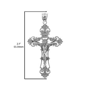 .925 Sterling Silver Floral Crucifix ‘INRI’ Pendant - Pendant Only