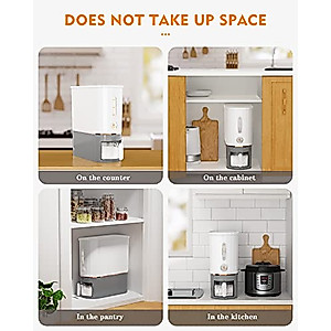 VenDotbi 26.5 Lbs Rice Dispenser, Rice Container with Measuring Cup, Large Capacity Food Storage Container with Lid, Food Dispenser Kitchen Organization for Home Kitchen Pantry Rice Soybean Corn