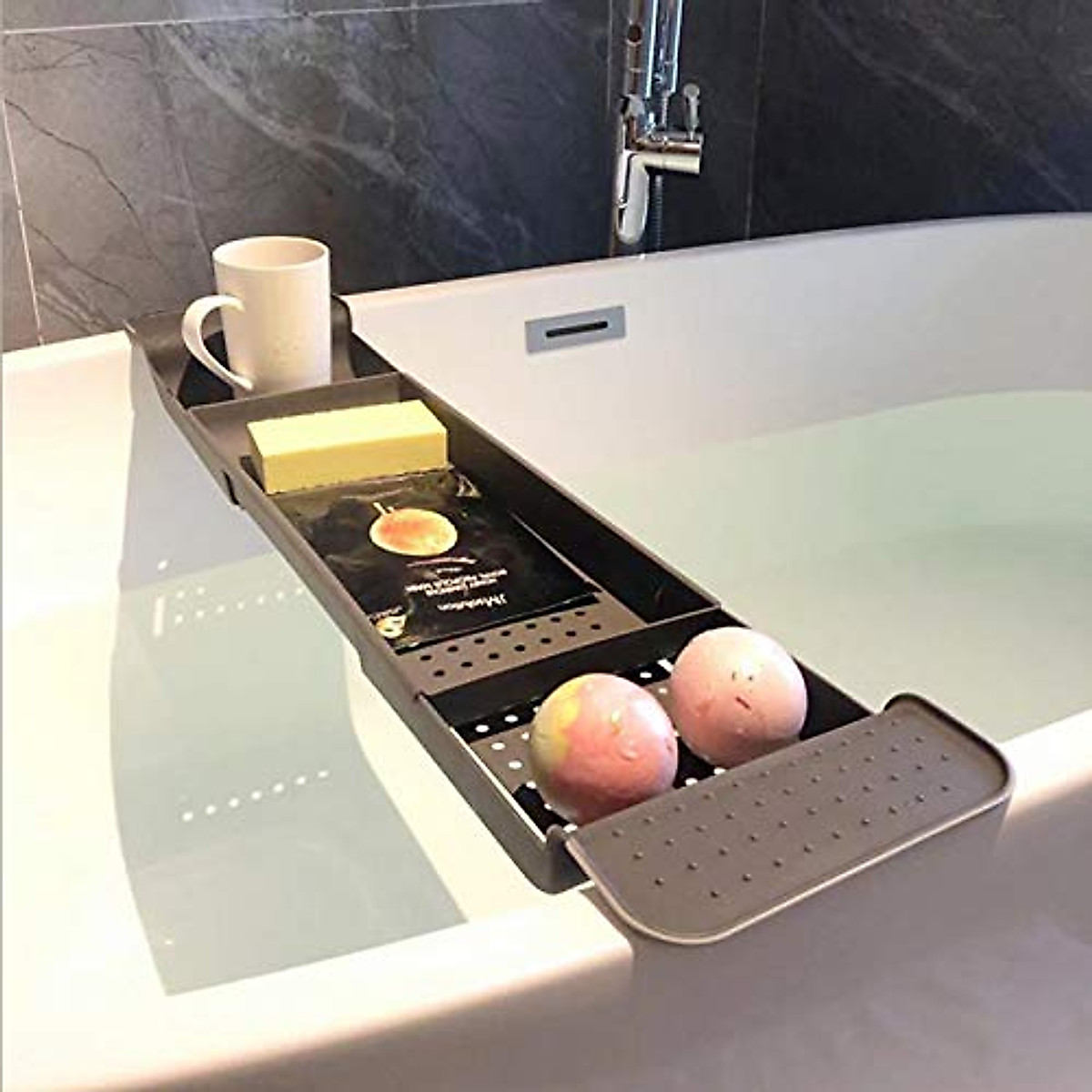 BESPORTBLE Expandable Bath Shelf Non Slip Grip Bath Tubs Shelf Adjustable Plastic Bathtub Caddy Bathtub Tray Over The Clawfoot Tub Rack for for Kitchen Bathroom Toilet White