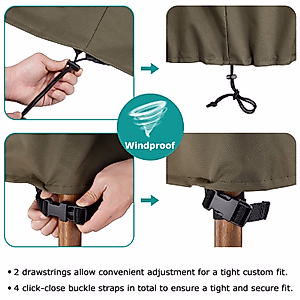 SunPatio Waterproof Patio Furniture Covers, Rectangular/Oval Dining Table and Chairs Cover, All-Weather Protection Outdoor Sectional Conversation Set Cover, Beige and Olive, 110"W x 84"D x 28"H