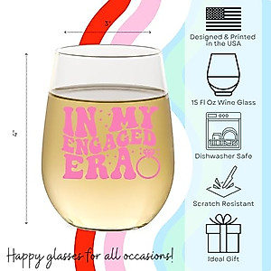 Glassicle In My Engaged Era Wine Glass - 15 Oz, Scratch-Resistant Engagement Wine Glass - Bachelorette or Engagement Gifts for Her - Unique Bridal Shower Gift for Wine Lovers - Printed in the USA