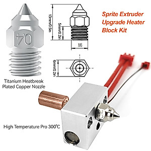 Sprite Extruder Upgrade Heater Block Kit for Creality, Ender 3 S1 Pro Hotend with 5 Copper Plated Nozzles and 4 Silicone Socks, Fit for Ender 3 S1, Ender 3 S1 Pro, CR10 Smart Pro