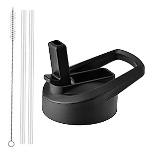 Farsea Wide Mouth Water Bottle Straw Lid, Caps with 2 Straws and 1 Brush - 40oz, 32oz, 24oz, 18oz