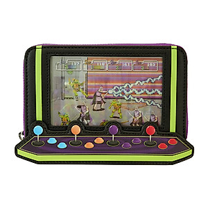 Loungefly Teenage Mutant Ninja Turtles 40th Anniversary Vintage Arcade Lenticular Zip Around Wallet