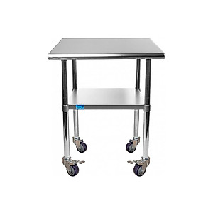 AmGood 18" Long x 18" Deep Stainless Steel Table with Casters