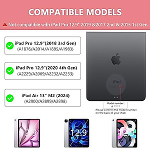 Keyboard Case for iPad Air 13 inch (M2) 2024, Touch iPad 12.9 inch 4th 3rd Generation Case with Keyboard 2020/2018,7 Colors Backlits Keyboard with Trackpad,Magic 360° Rotatable,Pencil Holder-Rose Gold