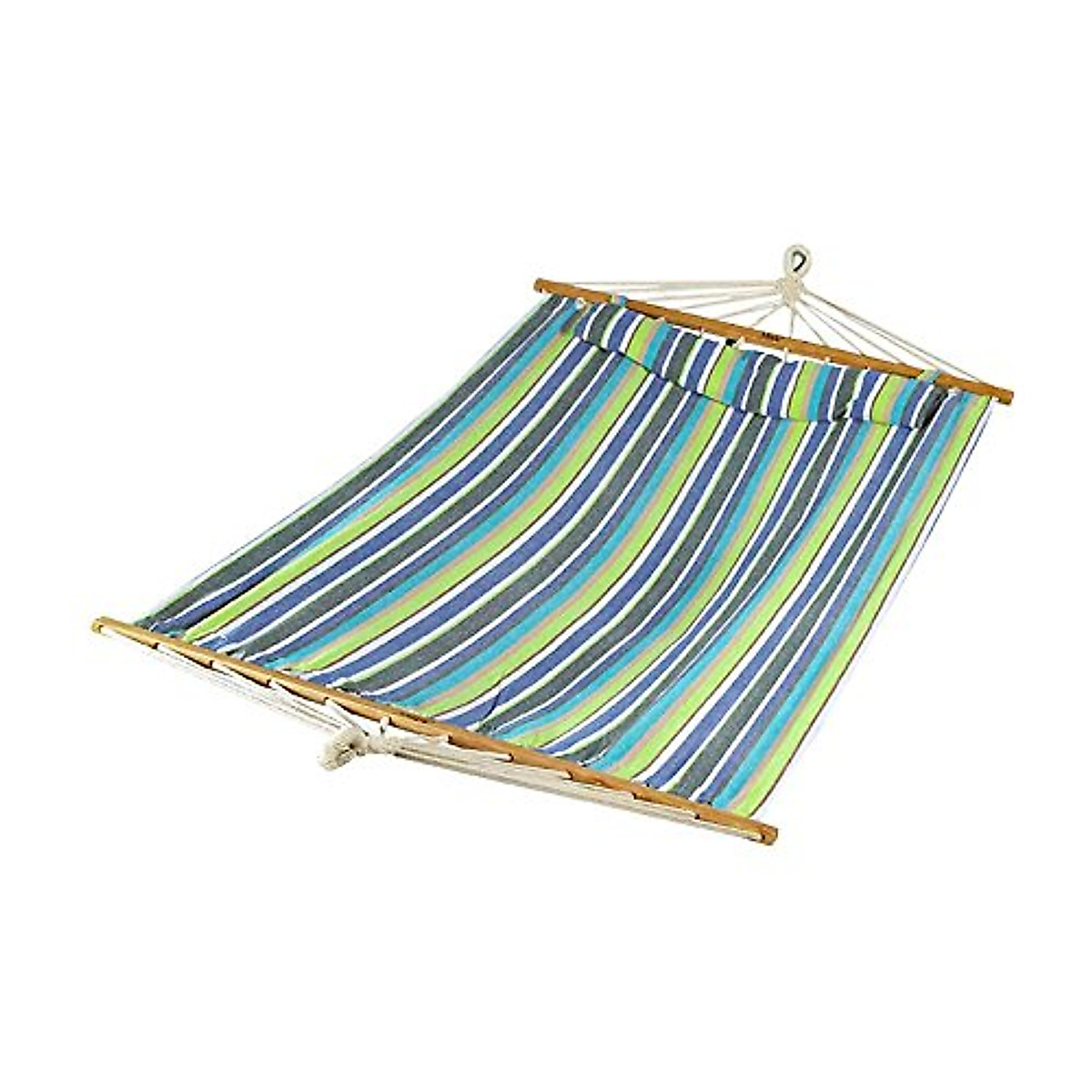 Bliss Hammocks BH-404G 48in Wide Caribbean w/Pillow, Poolside Patio Backyard Hammock, Includes Straps & Chains, Eco Friendly Polyester & Cotton Blend, 265 Pound Capacity, Candy Stripe