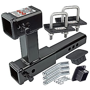 TOPTOW 64131KT Dual Hitch Extension Combo Kit, 7-1/2" Drop/Rise, 8" to 10" Extender, 2 Pack of Hitch Clamps, 3 Pack of Hitch Pins and 2 Pack of Hitch Covers