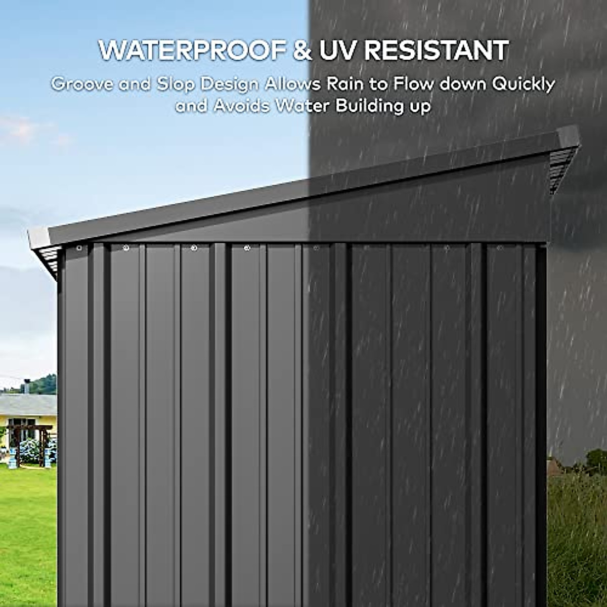 Gizoon 5'x 3'Outdoor Storage Shed with Singe Lockable Door,Galvanized Metal Shed with Air Vent Suitable for The Garden,Tiny House Storage Sheds Outdoor for Backyard Patio Lawn-Dark Gray