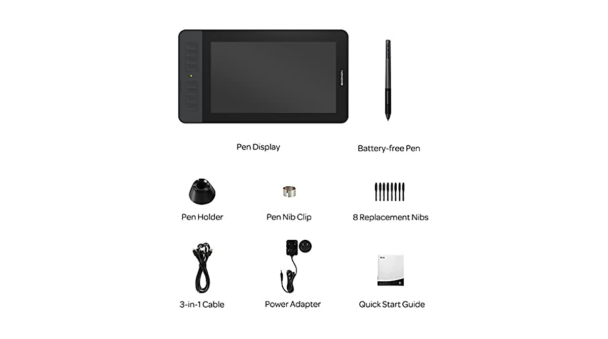 GAOMON PD1161 Drawing Tablet 11.6 Inch IPS Tilt Support Pen Display ...