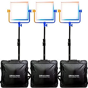 Dracast Pro Series LED1000 Bi-Color LED 3 Light Kit with V-Mount Battery Plates and Light Stands