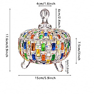 MAGCOLOR Elegant-Hand Painted Colorful Woven Easter Large Crystal Glass Candy Box candy servers,candy jars with Lid,Jewelry Box,Storage Jar,Candy dish covered,Great Gift for Family Friends-24 oz.