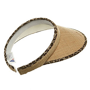 Straw Clip On Visor Cap, Leopard