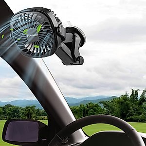 Foonsen Rechargeable USB Stroller Fan, Portable Car Fan, Car Seat Fan, Desk Fan, Flexible Tripod Clip on Bed, Bike, and Crib, Battery Powered, Jet Black