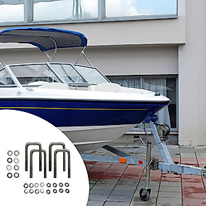 Square U-Bolt, Stainless Steel Square U-Bolt Boat Trailer Ubolts with washers and Nuts, U-Bolts for Sailboat Trailer, Automobiles Trailer Replacement Parts, 4 Pack (D-1/2-13 X W 2-1/16" X L 6-3/4")