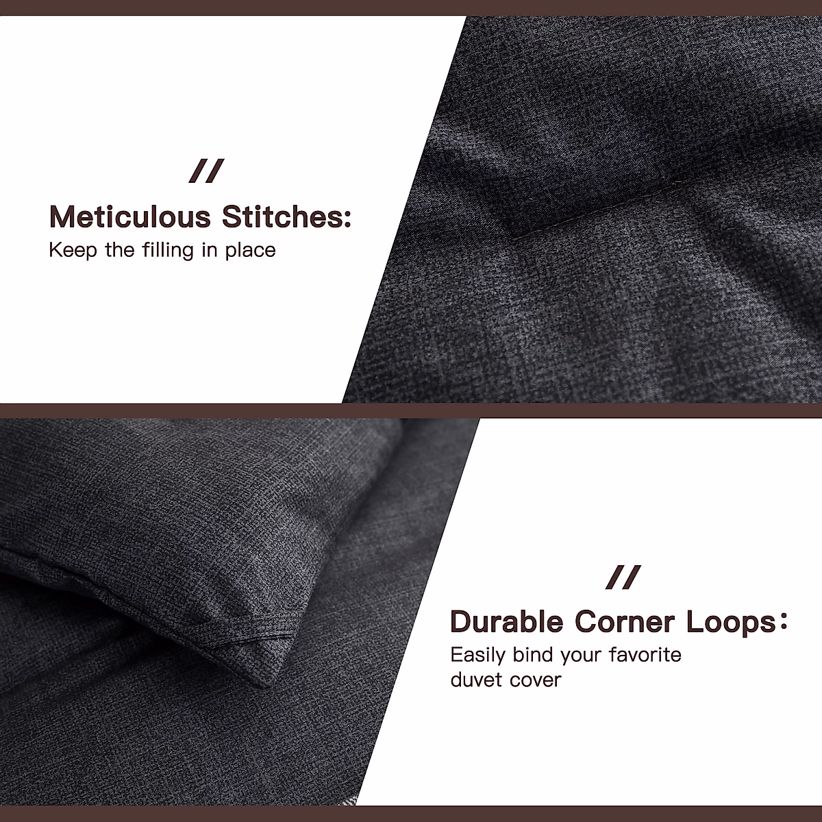 Litanika Twin XL Comforter Set Black White Grey - 2 Pieces Gray Twin Extra Long Size Lightweight Bedding Set, All Season Down Alternative Comforter