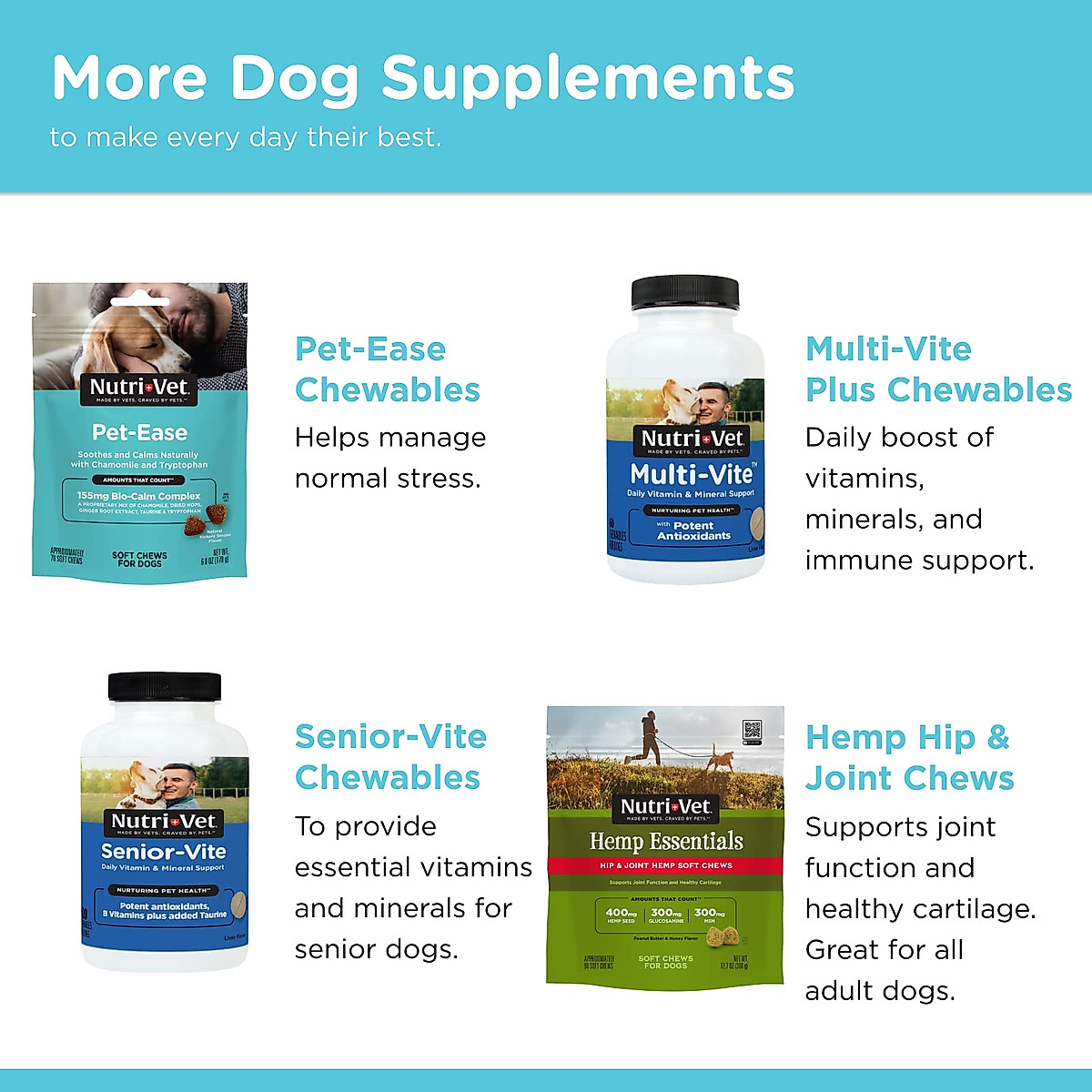 Nutri-Vet Hemp Calming Soft Chews for Dogs- with Chamomile and Melatonin - Peanut Butter & Honey Flavor - 12.7 Ounces