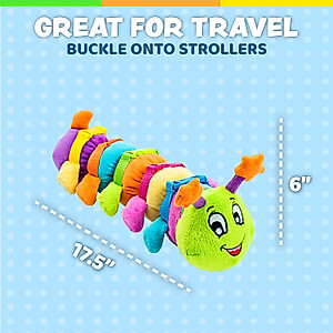 Buckle Toys - Bentley Caterpillar - Travel with Toddler Must Have Activity Toy - Fine Motor Skill Development - Counting and Color Recognition Stuffed Animal