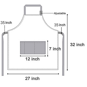 Vellsenne White Apron for Men Women with 2 Pockets - Halloween Adjustable Kitchen Cooking Apron Added Long Waist Strap Water Resistant Restaurant Apron for Adult Painting Crafting