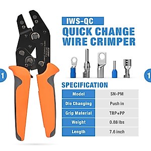 iCrimp Quick Change Ratcheting Crimper Tool Kit, Automotive Service Kit, for Crimping IWS4 Connector, Insulated & Non-insulated Terminal, Open Barrel Terminals, Dupont Connector, End Sleeve Ferrules