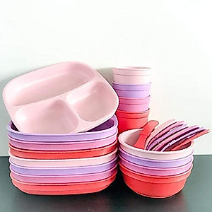 Re-Play Made in USA Toddler Forks and Spoons, Pack of 8 Without Carrying Case - 4 Kids Forks with Rounded Tips and 4 Deep Scoop Toddler Spoons - 0.2" Thick Toddler Utensils, Sand