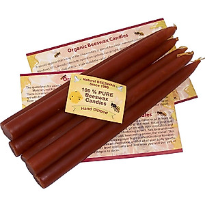 Holy Land Market 100% Beeswax 7-Hour Candles Organic Hand Made, 3/4 Inch Diameter Tappers (Set of Six Candles)