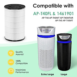 AP-T45 AP-T40FL Replacement Filter Compatible with 1461901 HoMedics Air Purifier Filter Replacement for AP-T45 TotalClean 5 in 1 Model AP-T40 AP-T40WT AP-T40WTAR AP-T45WT H13 True HEPA Filters, 1-Pack