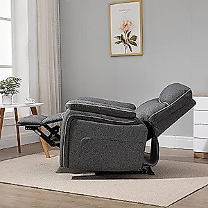 HOMCOM Manual Recliner Armchair with Thick Padded Headrest, Back and Footrest and Adjustable 150 Degree Angle, Grey