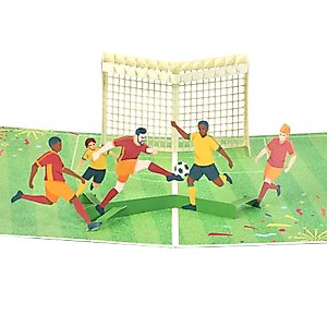 Paper Spiritz Football Soccer Pop Up Card, 3D Birthday Soccer Greeting Card with Envelope and Message Card, Laser Cut 3D Card For Fathers' Day, Thank You Card, Congratulations Card, Graduation Card, All Occasions