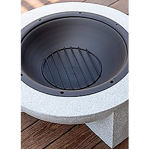 Garden Fire Pit Grill Bowl Grill Barbecue Rack Fire Pit with BBQ Grill Shelf, Outdoor Garden Patio Heater Grill Camping Bowl BBQ with Poker, Grate, Grill, Mesh Lid