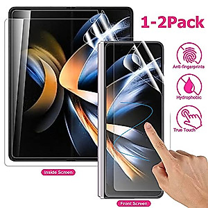PORRVDP Hydrogel Film Screen Protector for Samsung Galaxy Z Fold 3 5G, 2 Pcs Transparent Soft TPU Protective Film (NOT Tempered Glass) [Clear HD] [High Sensitivity] [Fingerprint Unlock Compatible]