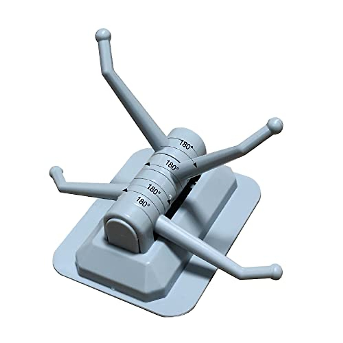 Fineget Wall Hooks for Hanging Towel Adhesive Bathroom Kitchen Hooks 4 Rotatable Arms Rectangle Sticky Hooks Grey 2 Pairs