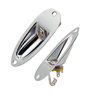 2pcs Boat Style 1/4" Loaded Guitar Pickup Output Jack Plug Socket plate and Screws ferrule for Fender Strat Stratocater Style Electric Guitar(Chrome)