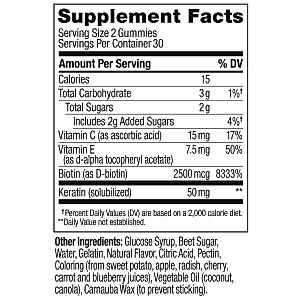 OLLY Undeniable Beauty Gummy, For Hair, Skin, Nails, Biotin, Vitamin C, Keratin, Chewable Supplement, Grapefruit, 30 Day Supply - 60 Count