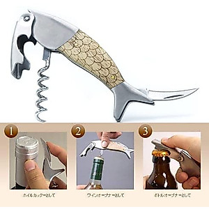FAFAXOXO Unique Fish Corkscrew, Professional Waiters Corkscrew Wine Key Bottle Opener,Manual Wine Key for Servers, Waiters, Bartenders and Home Use