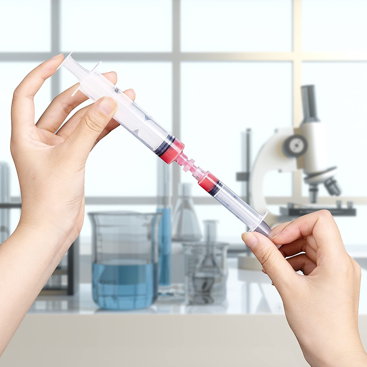 25pcs Luer Lock to Luer Lock Connector, Female Luer Syringe to Syringe Transfer Joint,PP Syringe Adapter Coupler (25)