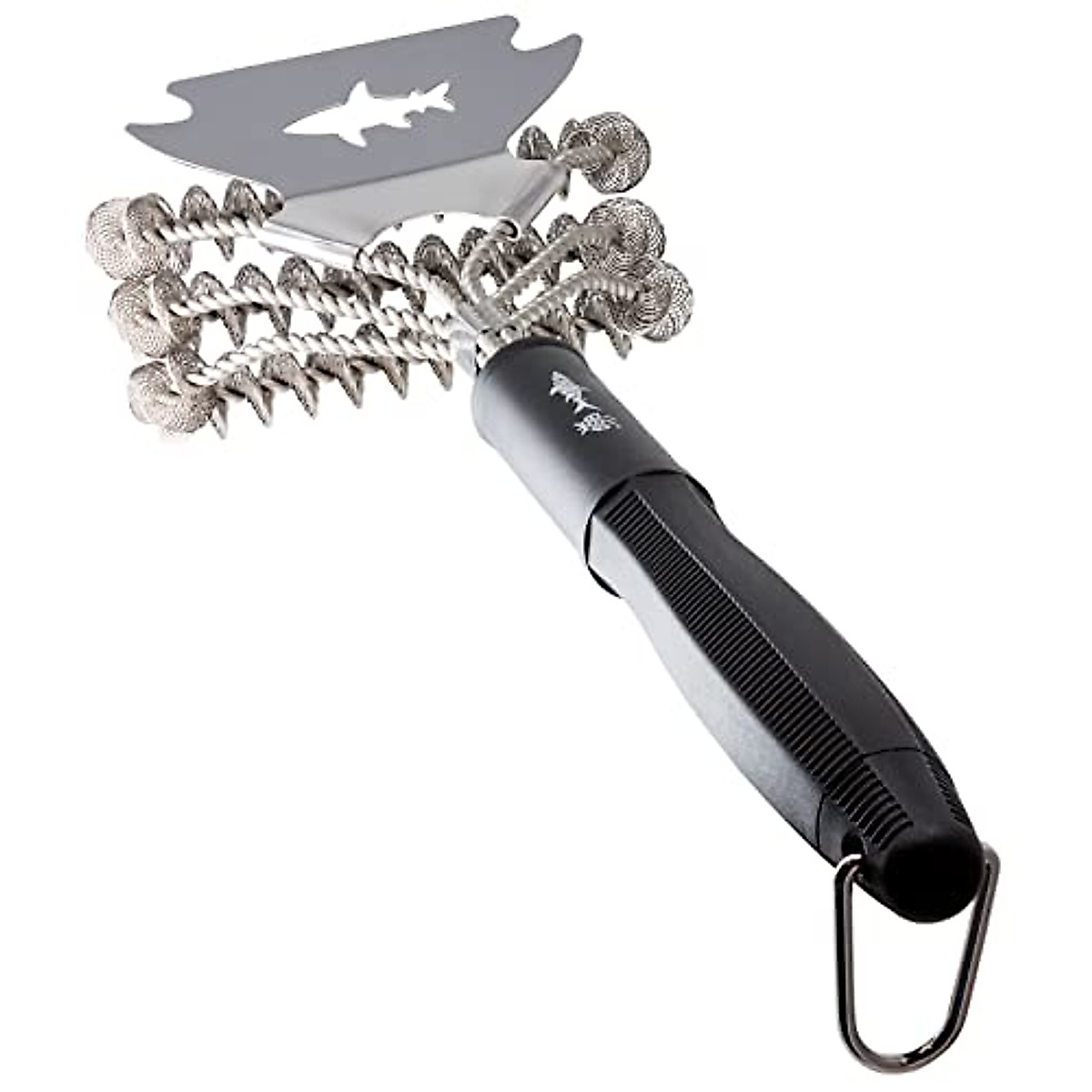 Shark BBQ Tongs and Bristle-Free Grill Cleaner with Scraper - Heavy Duty Barbecue Grilling Tong and Barbecue Cleaning Tool…