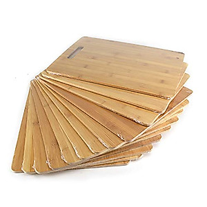 (Set of 12) 15"X11" Bulk Plain Bamboo Cutting Board | For Customized, Personalized Engraving Purpose | Wholesale Premium Bamboo Board (With Handle)