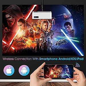 WiFi Bluetooth Projector, DBPOWER 9500L HD Native 1080P Projector, Zoom & Sleep Timer Support Outdoor Movie Projector, Home Projector Compatible w/ TV Stick, PC,DVD, Laptop/Extra Bag Included