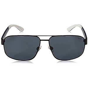 Polo Ralph Lauren Men's PH3112 Aviator Sunglasses, Matte Navy Blue/Grey, 62 mm