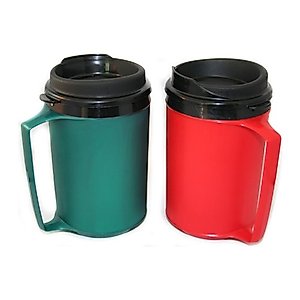 GAMA Electronics 2 ThermoServ Insulated Coffee Mugs 12 oz (1) Green & (1) Red