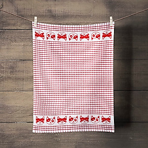 Cackleberry Home Cat Faces Terrycloth Kitchen Towels Windowpane Check Fabric, Set of 4 (Assorted)