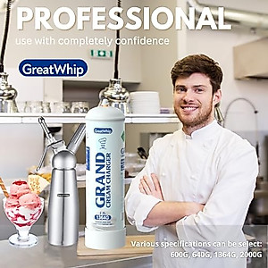 GreatWhip 2.2L Whipped Cream Charger 1364g Food Grade Nitrous Oxide Tank N2O Chargers (1 Cylinder)