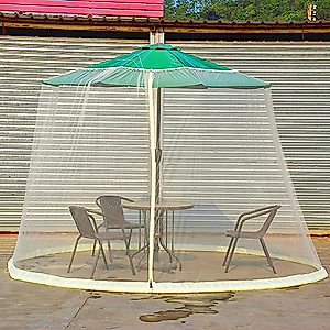 Deyoly 6.5-10ft Beige Patio Umbrella Mosquito Nets, Polyester Mesh, Universal Umbrella Netting Screen, Fits 7.5 8 9 10 FeetT Outdoor Patio Tables Cantilever Offset Hanging Market Umbrellas