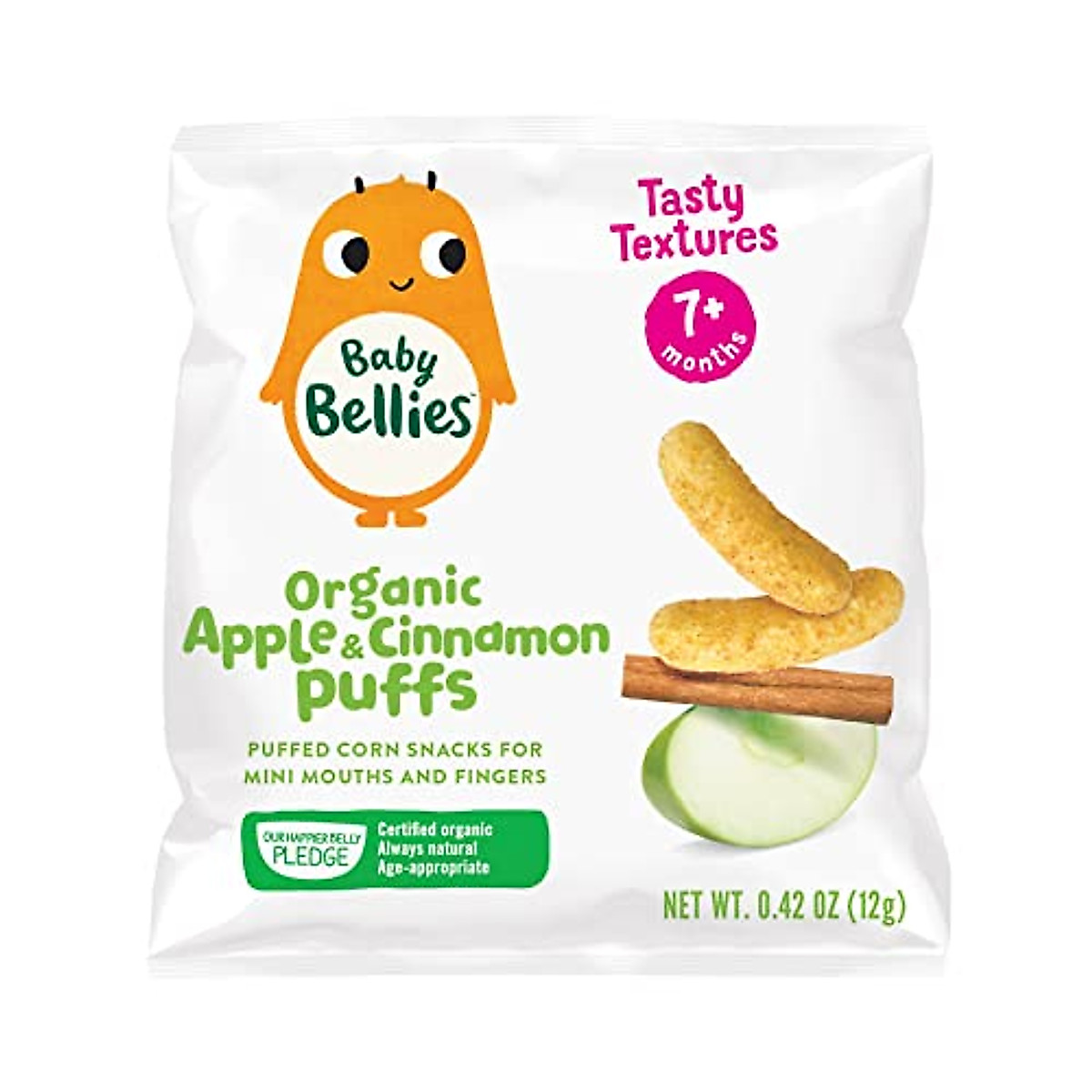 Little Bellies Organic Puffs Baby Snack, Apple & Cinnamon, Pack of 6 Individual Snack Packs, 0.42 Ounce (Pack of 6)