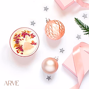 ARVE Love Candle, Scent: Pink Champagne, 7.0 oz 100% Soy Wax, Glass Container, Rose Quartz Crystal & Pink Flowers. Aromatherapy, Meditation. Healing Gift attracts Positive Energy, Love Manifestation
