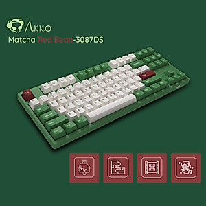 Akko 87-Key TKL Wired Mechanical Gaming Keyboard, Matcha Red Bean Themed Programmable Keyboard, PBT Doubleshot Keycaps and Anti-Ghosting (Gateron Pink Linear Switch)