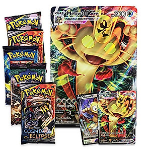Pokemon TCG: Meowth V Teaser Box | 5 Booster Packs | 2 Foil Promo Cards | 1 Oversize Foil Card | Genuine Cards