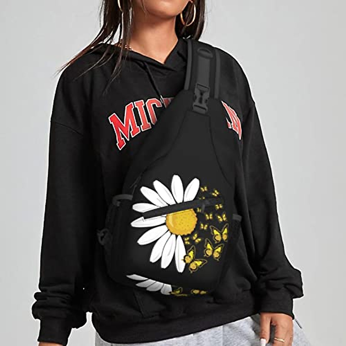 NiuKom Sunflower Daisy Butterfly Crossbody Bags for Women Trendy Sling Backpack Men Chest Shoulder Bag Gym Cycling Travel Hiking Daypack