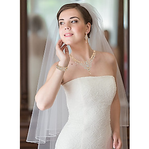 Paxuan Silver Gold Plated Wedding Jewelry Sets Bridal Necklace Rhinestone Earrings Bracelets